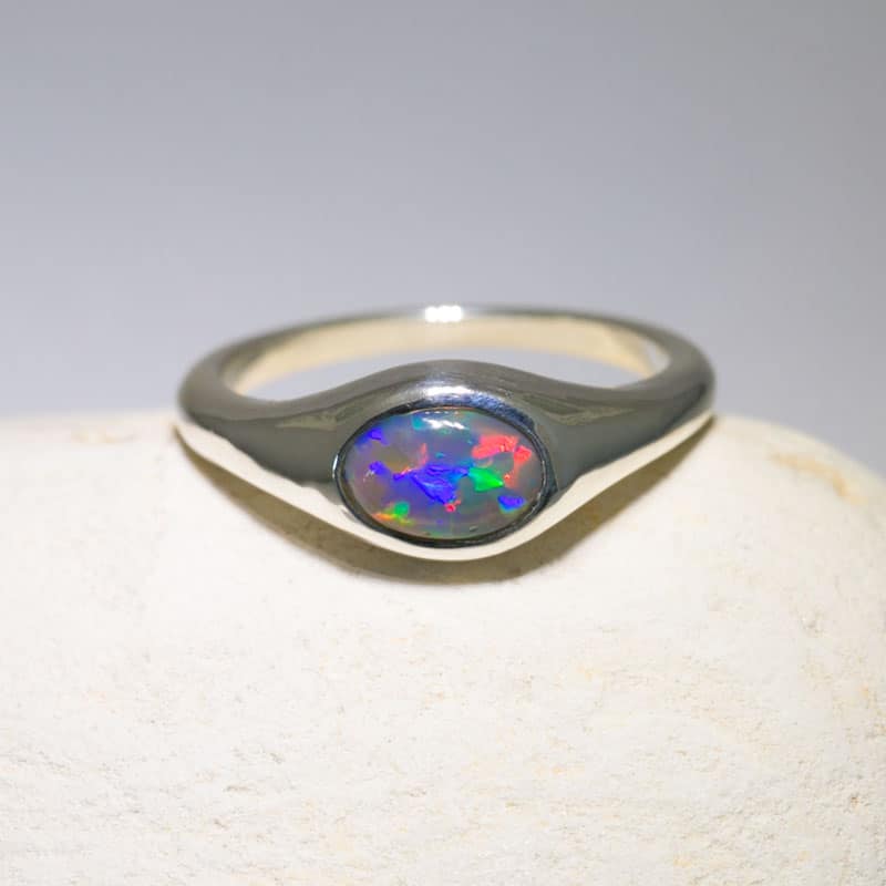 Stephanie Sterling Silver Ring with 0.71ct Dark Opal