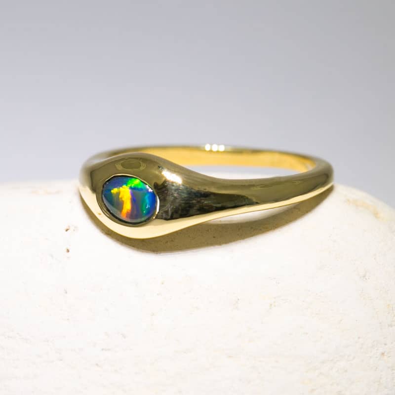 Stephanie 18kt Gold Ring with 0.50 Black Opal