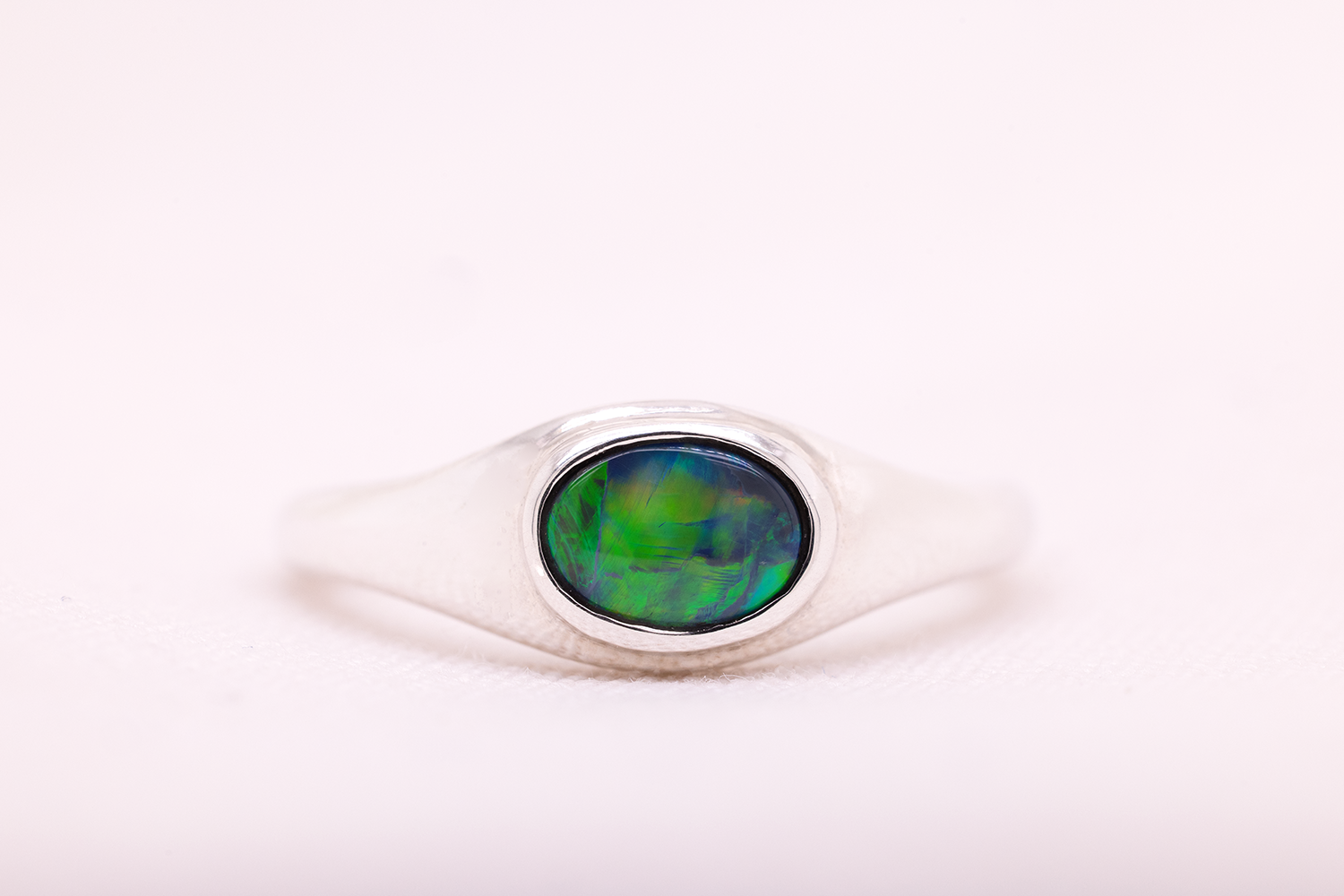 Stephanie Ring Sterling Silver with 0.42 ct Black Opal