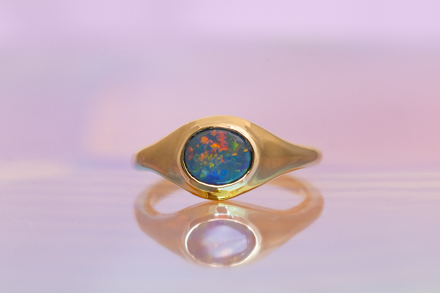 Stephanie Ring Gold with 0.71ct Black Opal
